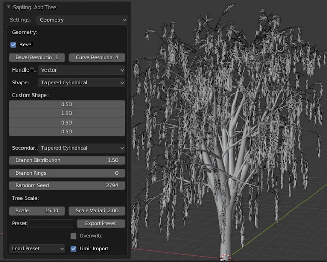 애드온을 이용해 나무 쉽게 만들기 : Blender Sapling generator addon