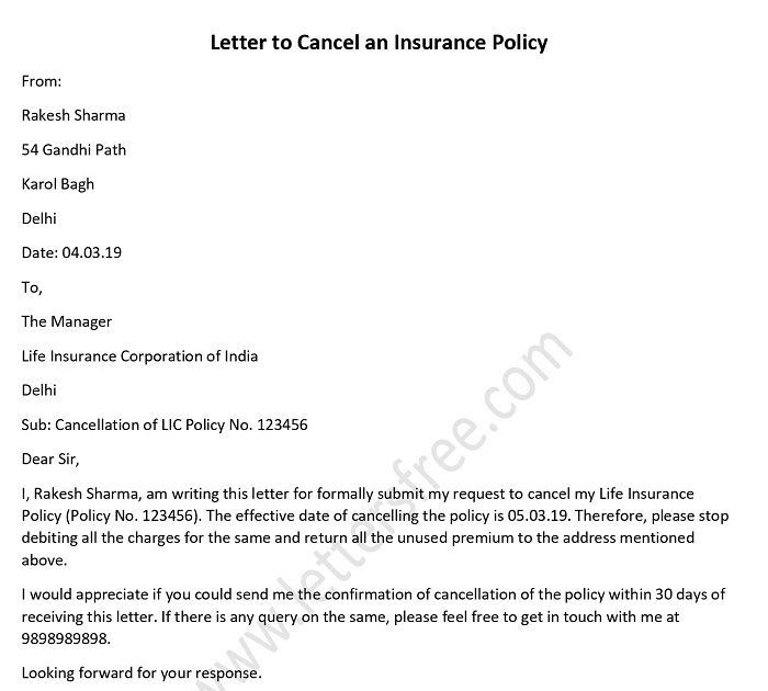 Insurance Policy Cancellation Letter Template Resume Letter Insurance Policy Cancellation Letter Template Resume Letter