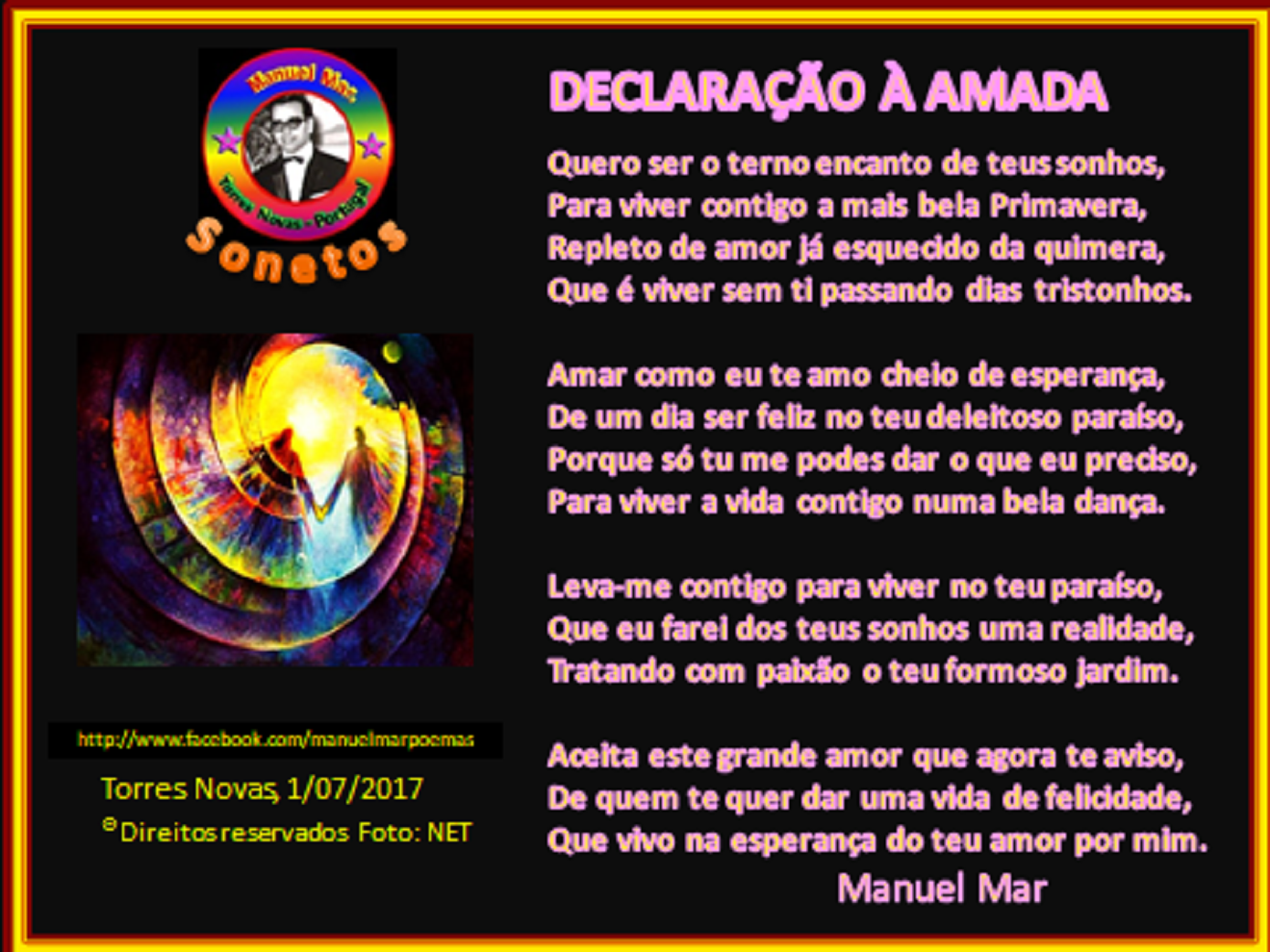 ANTOLOGIA DO POETA MANUEL MAR01: DECLARAÇÃO À AMADA