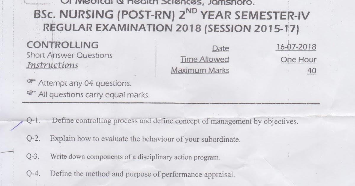 BSN Past Papers Semester 4