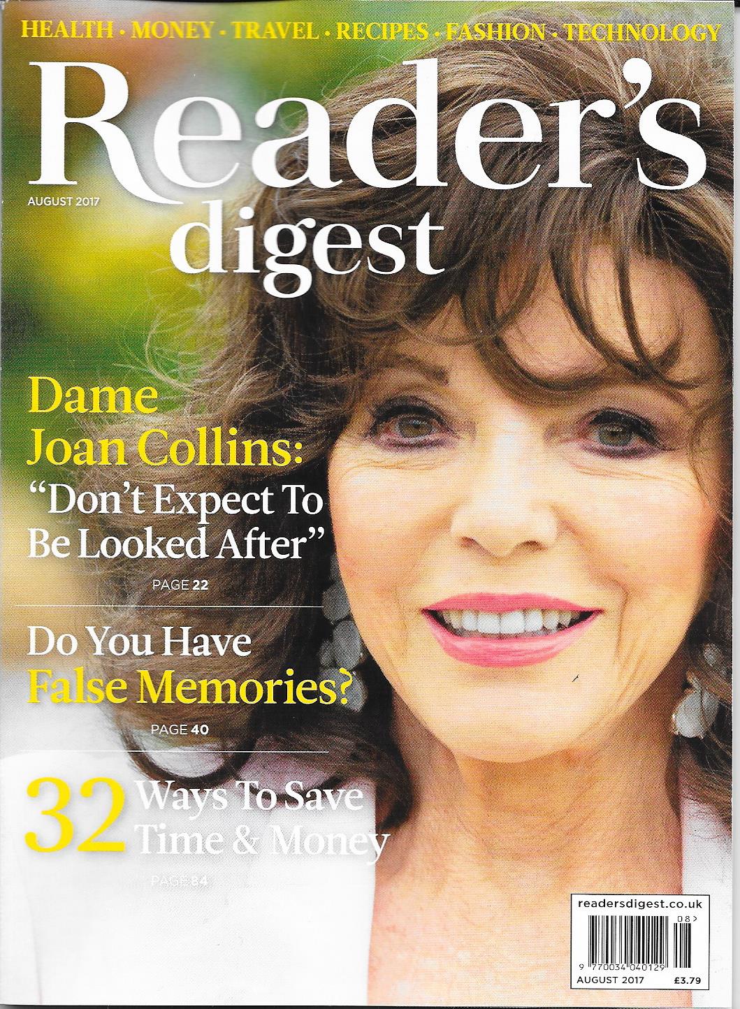LEGENDARY DAME!: PRESS UPDATE READER'S DIGEST .. AUGUST 2017..