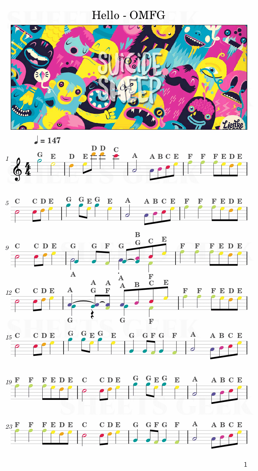 Hello - OMFG | Easy Sheet Music