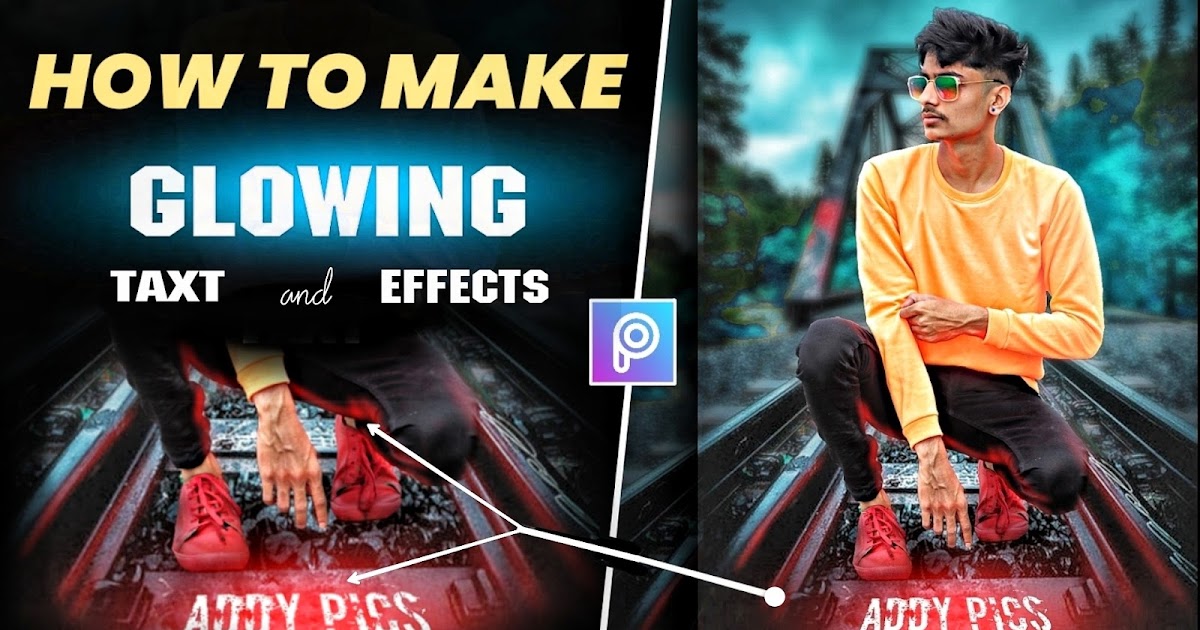 How to make Glowing text ||+ train track editing || photo editing in PicsArt tutorial