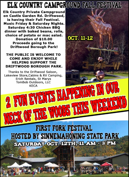 Cameron County PA News: October 12 Events in Cameron County