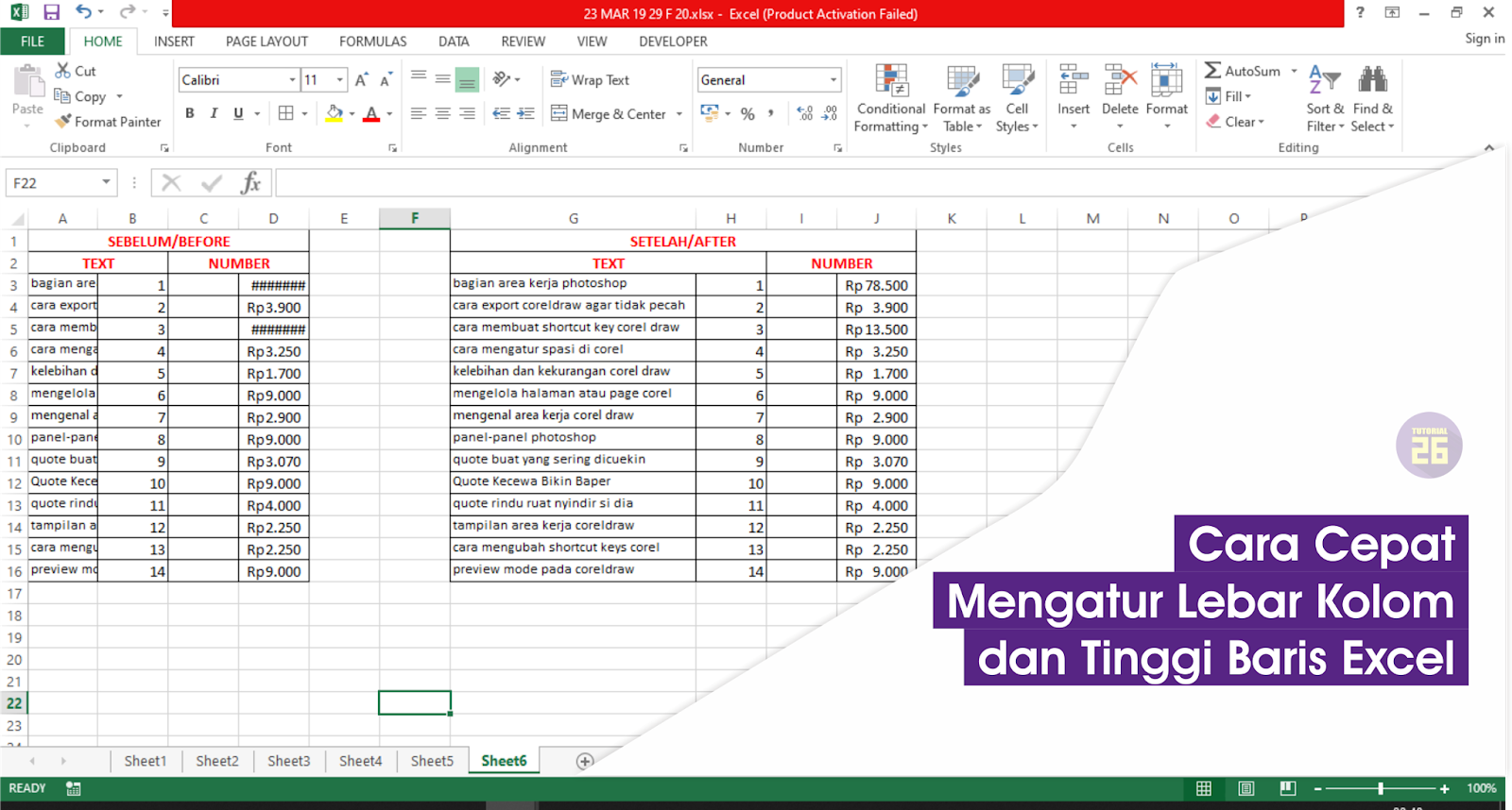 Cara Cepat Mengatur Lebar Kolom dan Tinggi Baris Excel