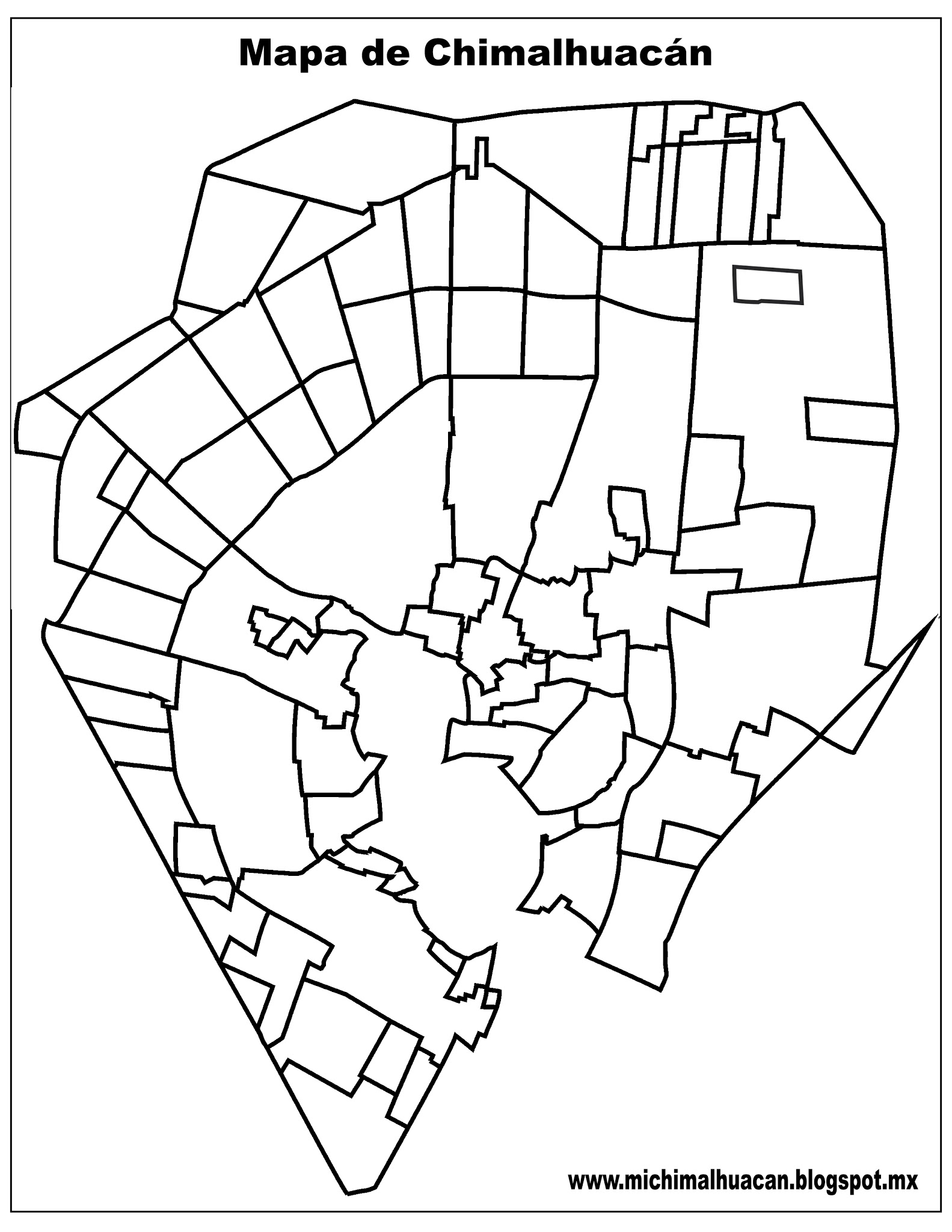 Chimalhuacán, Mapa con y sin nombres de chimalhuacan