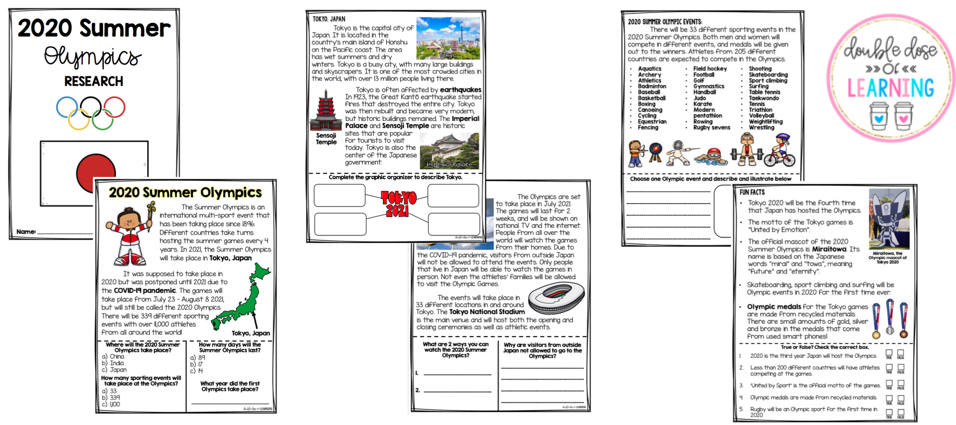 Summer Olympics Resources for Grades 1-3 - Double Dose of Learning