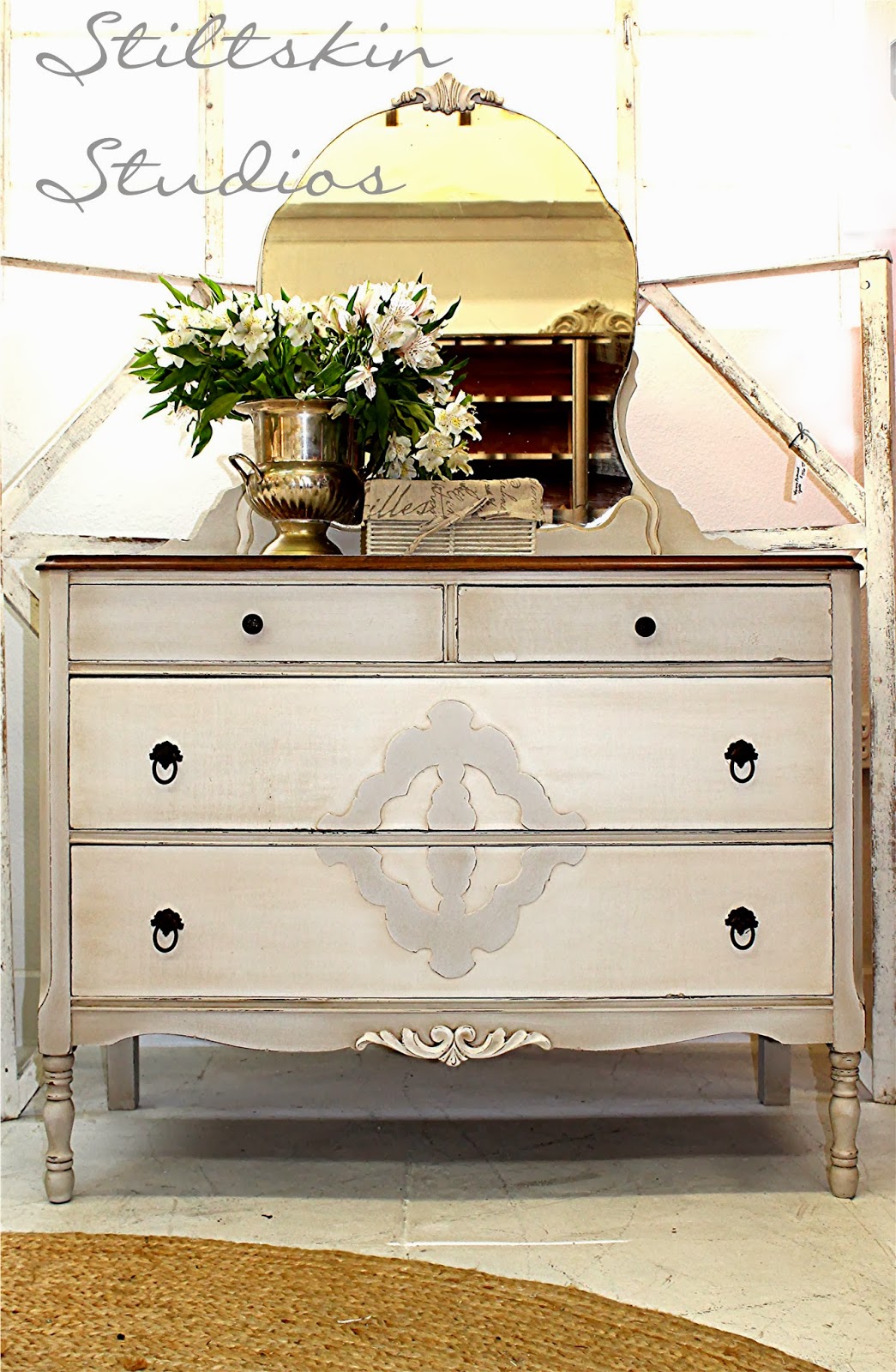 Stiltskin Studios: Grey Linen Cottage Dresser