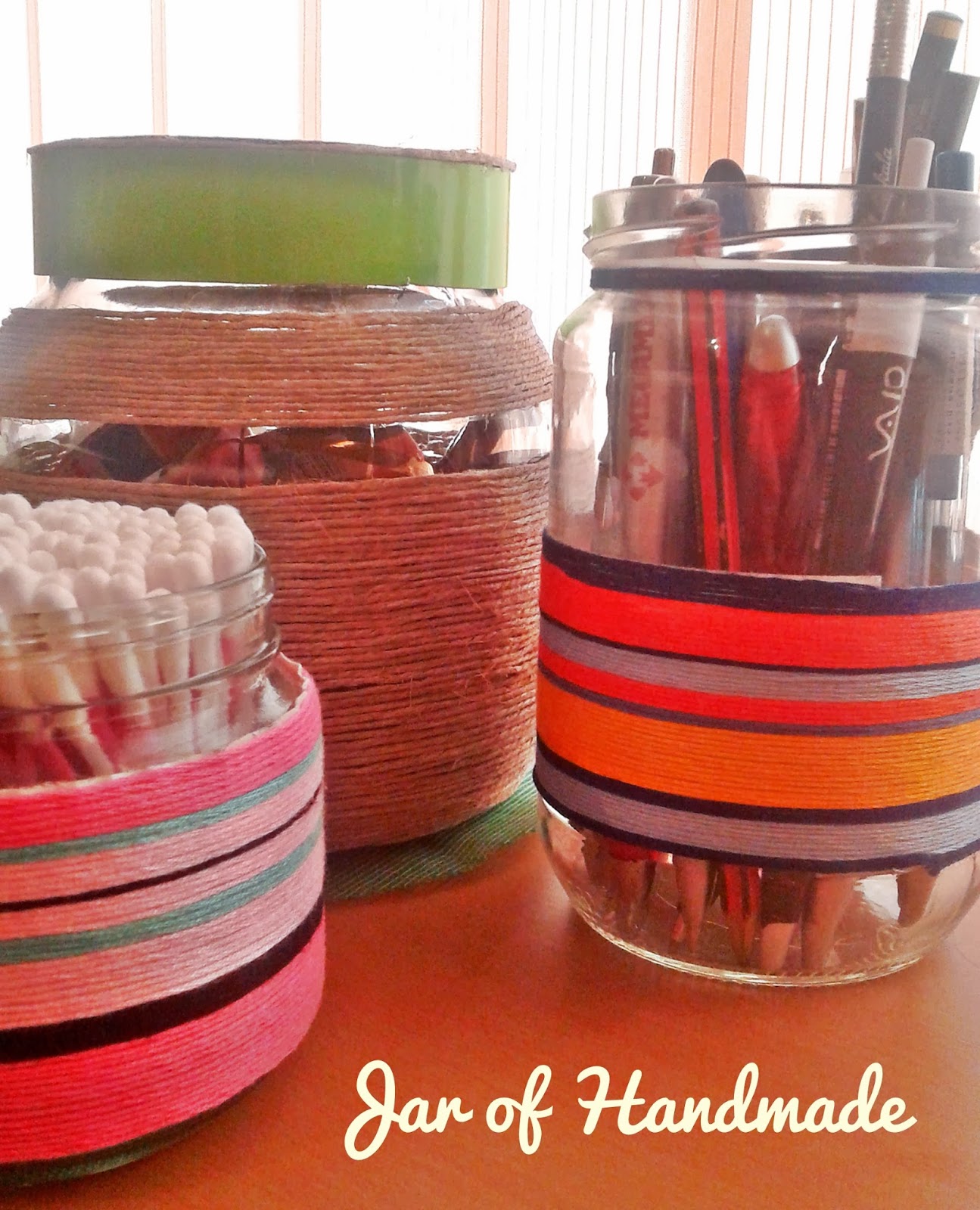 Jar Of Handmade: DIY: Marmalade Jars Upgraded with Embroidery Floss in ...