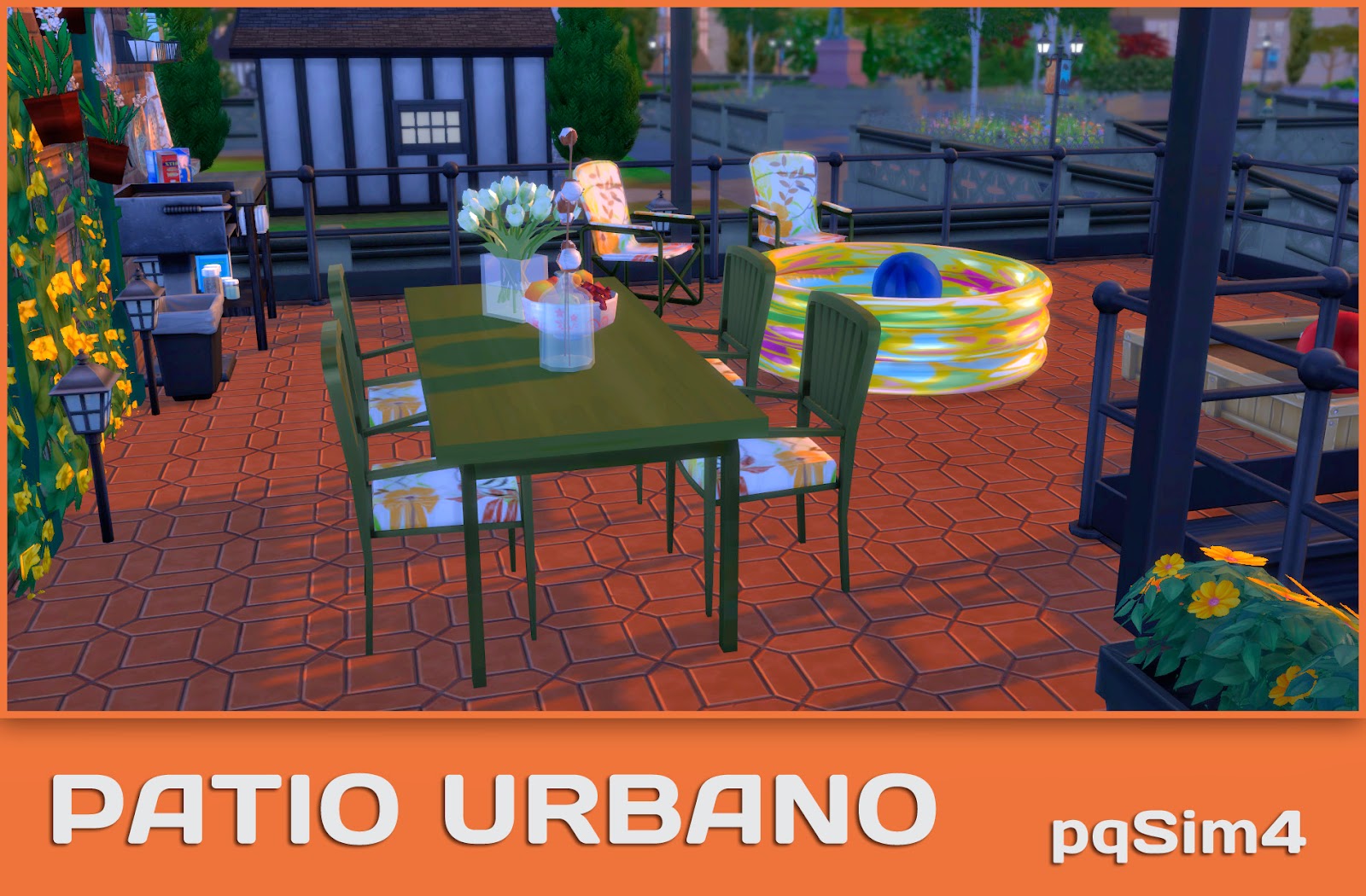 Patio Urbano. Sims 4 Custom Content.