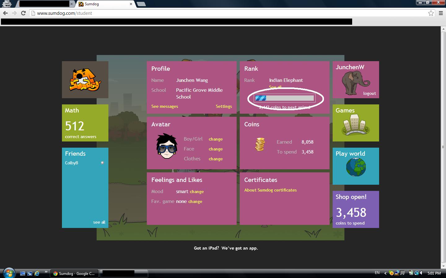 Sumdog Help: How to See How Many More Coins Needed to Get to Next Rank