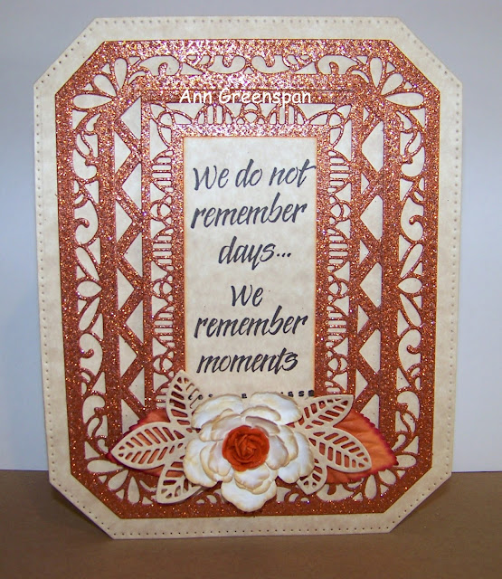 Dies R Us: Glittery Ornate Pierced Rectangle Card by Ann