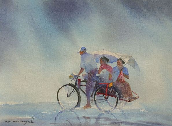 Картины современных художников: Акварель Myoe Win Aung. Мьянма в акварели.