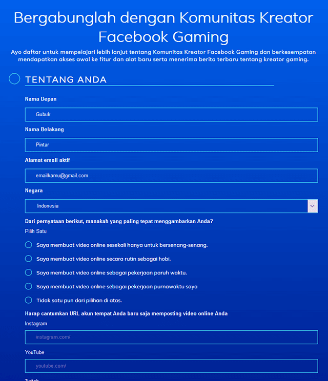 Cara Daftar Facebook Gaming Creator - Gubuk Pintar