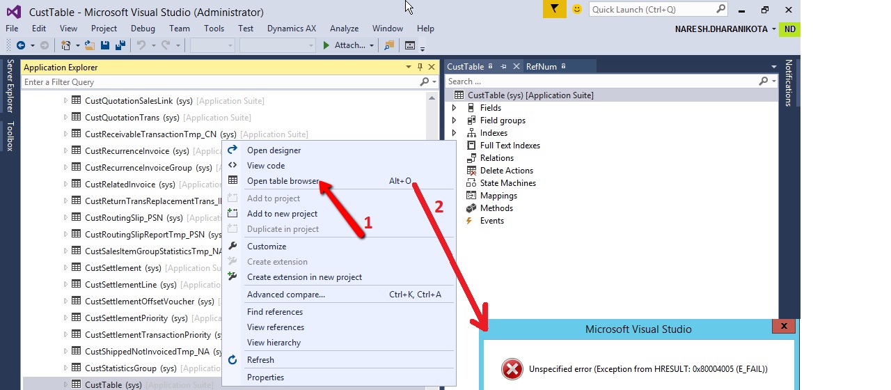 Microsoft Dynamics AX: D365: Error while trying to open table browser ... Microsoft Dynamics AX: D365: Error while trying to open table browser ...