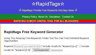 Rapidtags Tags and Popular keywords generator