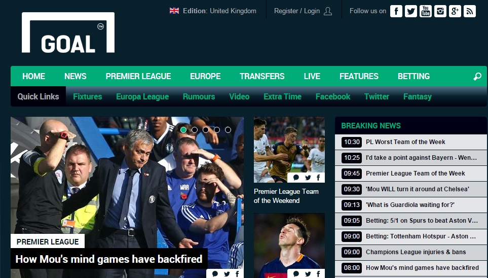 Web Media 2015: The analysis of the football webpage