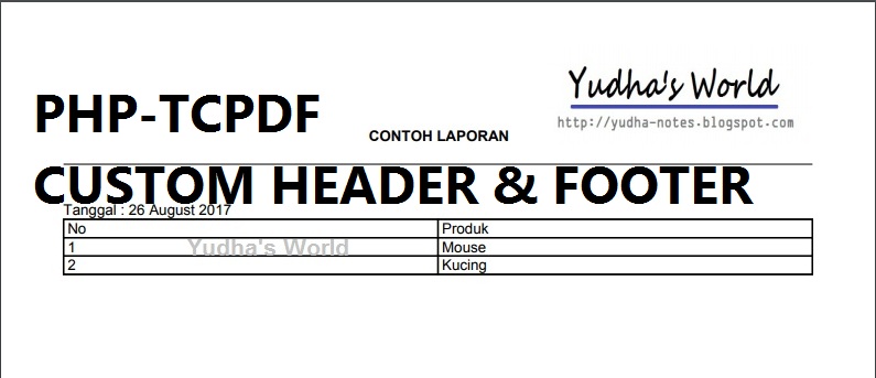 Php Tcpdf Custom Header Dan Footer ~ Yudhas World