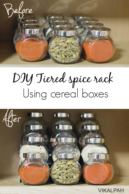 Vikalpah: DIY Tiered Spice Rack using cereal boxes