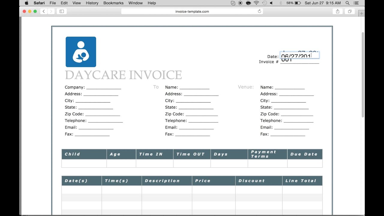 Childcare Invoice - Invoice Template