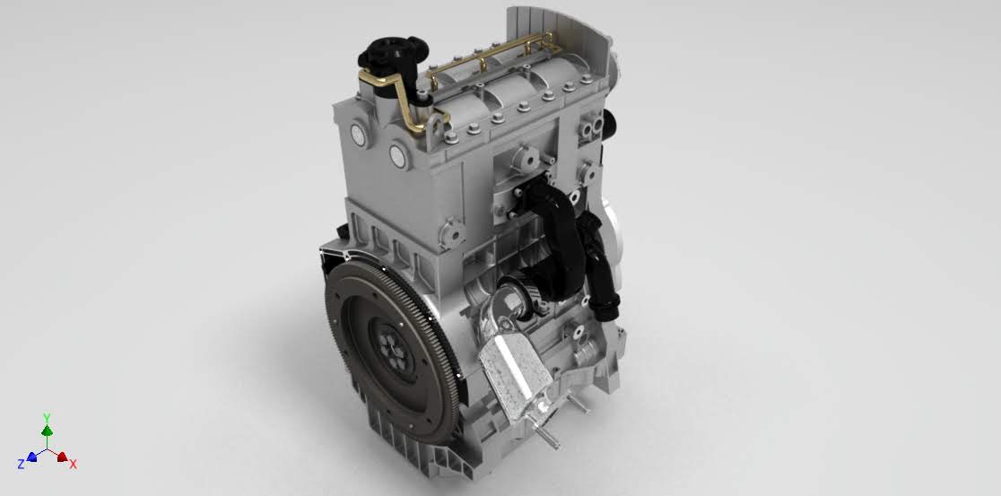 3 Cylinder Diesel Engine 3D Model