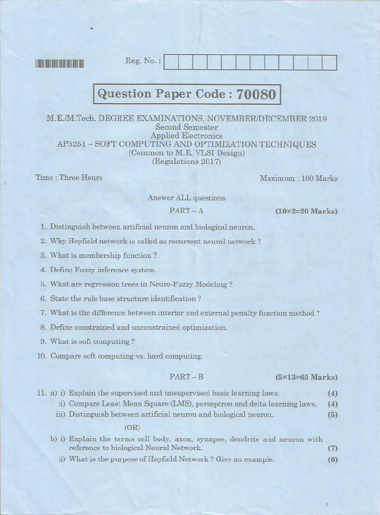 Anna University AP 5251-Soft Computing And Optimization Techniques ...