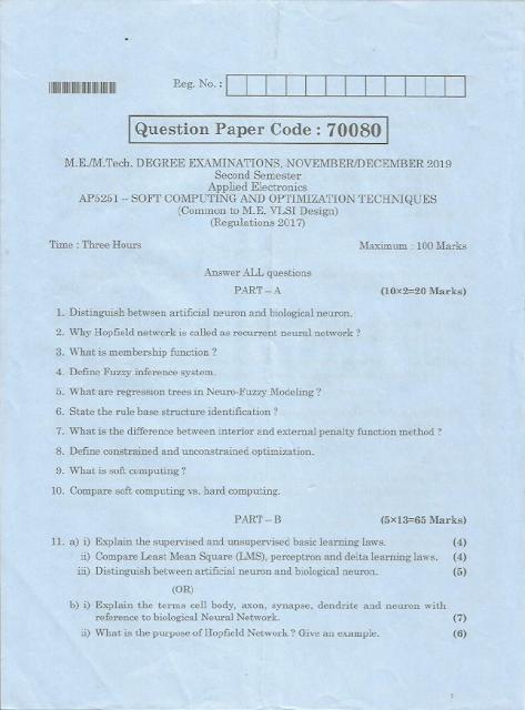 Anna University Ap 5251 Soft Computing And Optimization Techniques November December 2019