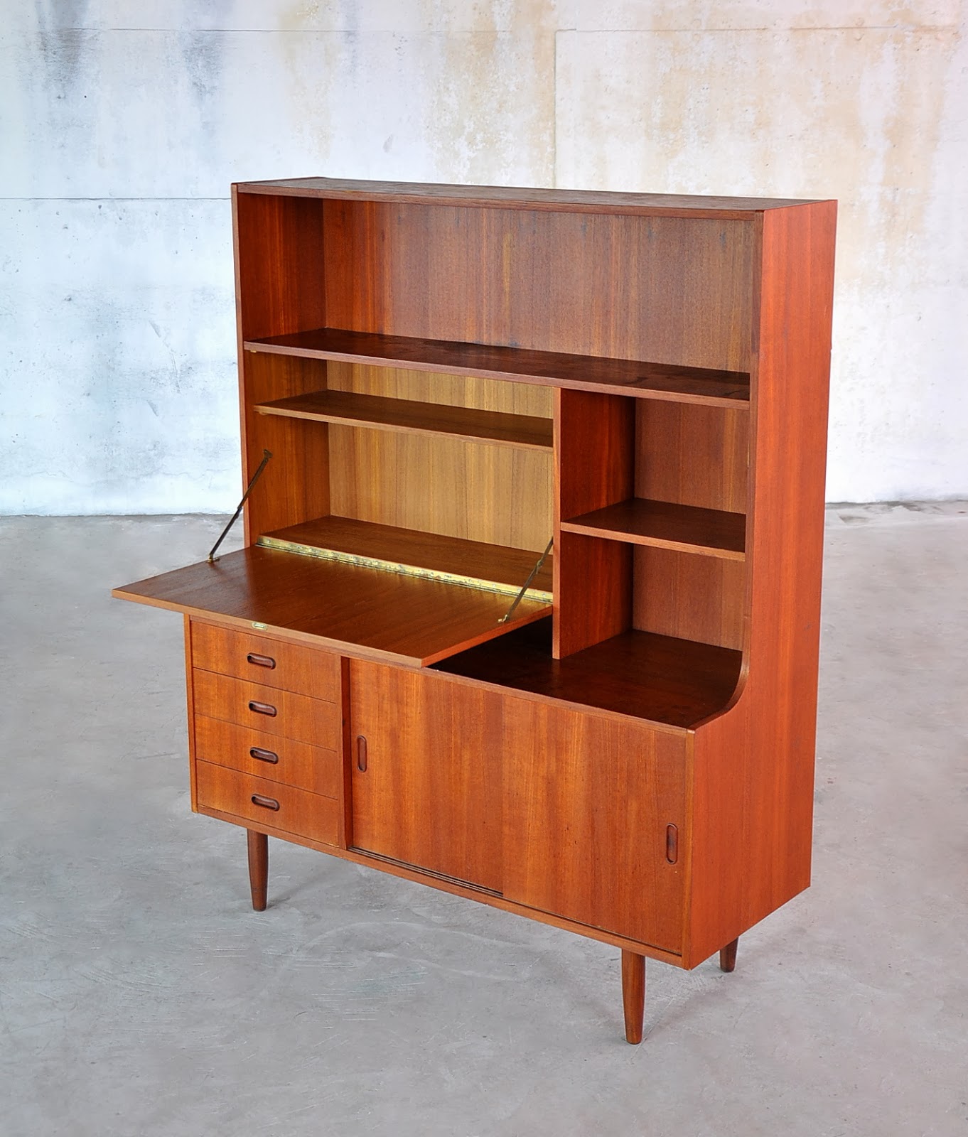 SELECT MODERN: Danish Modern Bookcase Secretary Desk