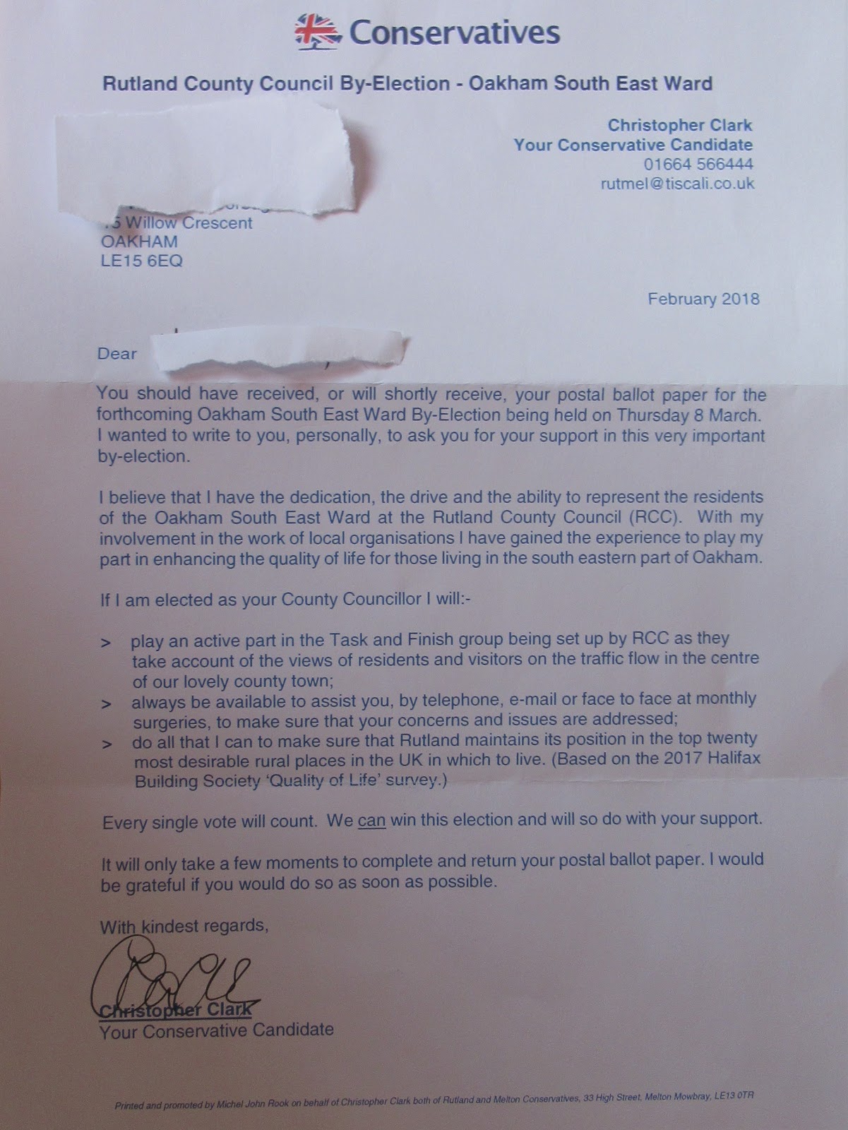 Martin Brookes Oakham: Conservatives are out delivering Postal Vote ...