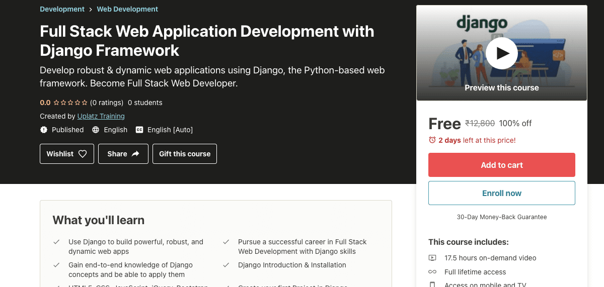 Full Stack Web Application Development with Django Framework | FREE