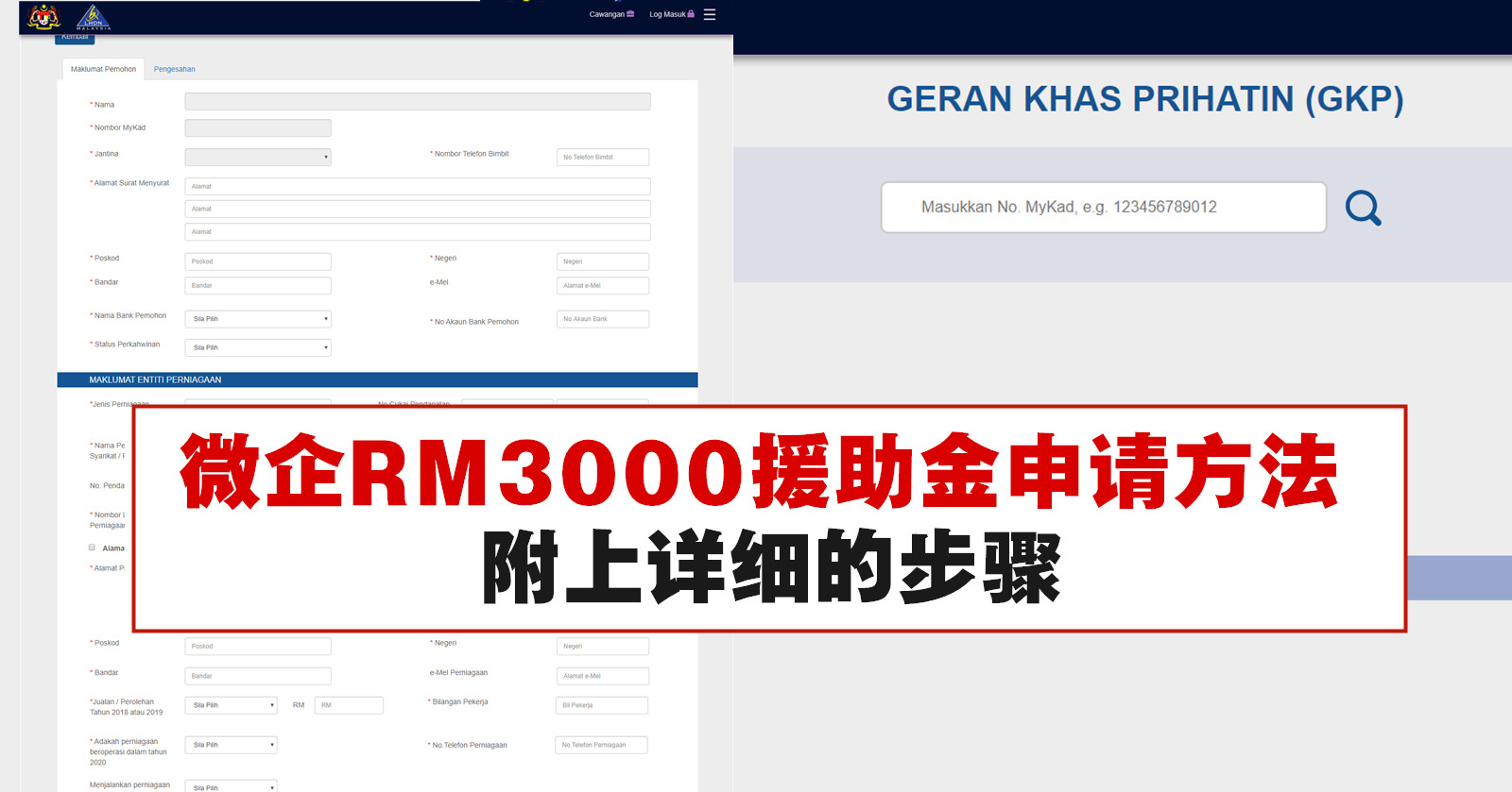 微型企业RM3000特别奖掖申请方法，附上详细的步骤