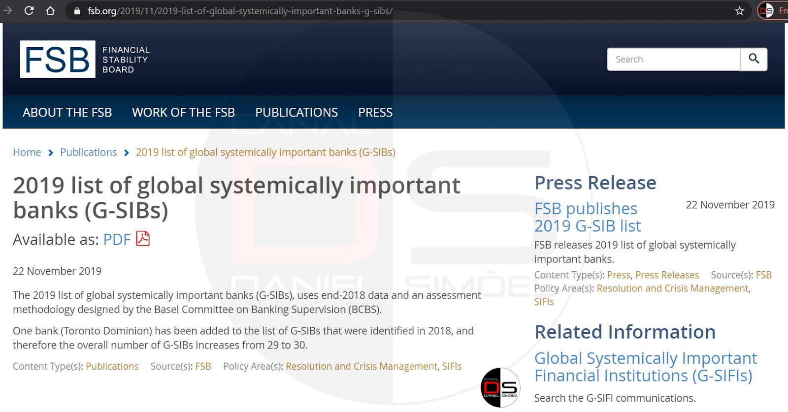 Canal Daniel Simões: Lista dos 30 Bancos Globais Grandes-Demais-Para ...