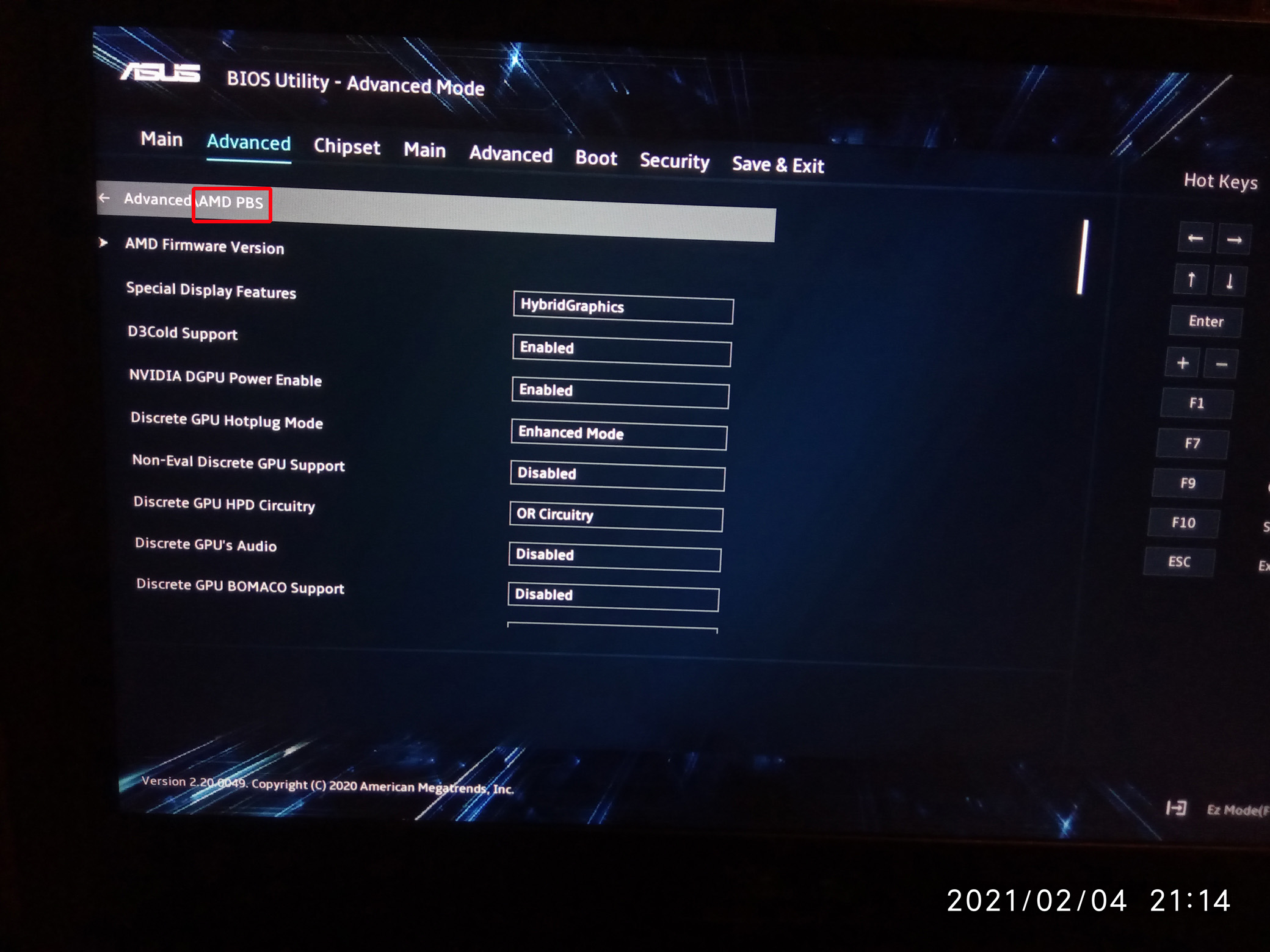 ASUS FX505DD unlocked Advanced menu ,AMD CBS menu and AMD PBS menu ...