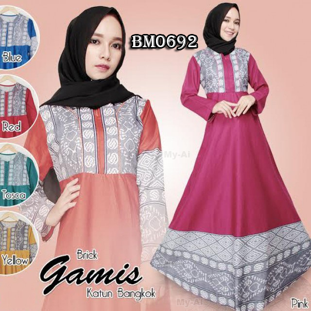 Bursa Grosir Busana Muslim Tanah Abang: BM0692 Gamis Katun Bangkok ...