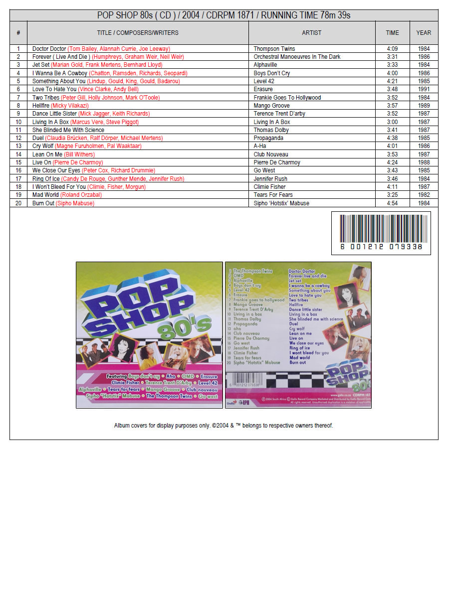 POP SHOP REVISITED: POP SHOP 80s & 90s ( CD )