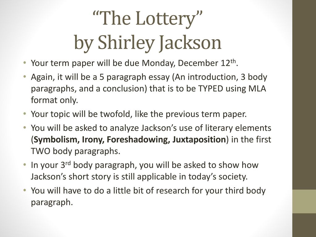 essay examples: The Lottery Essay