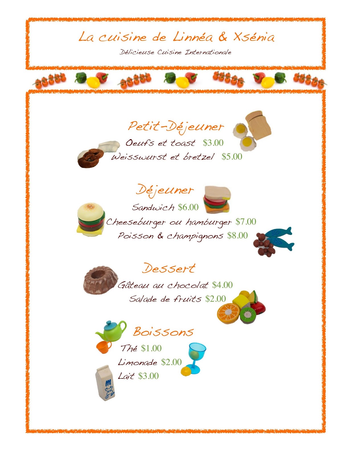 FRANÇAIS : DOSSIER 3: MENU (3.5)