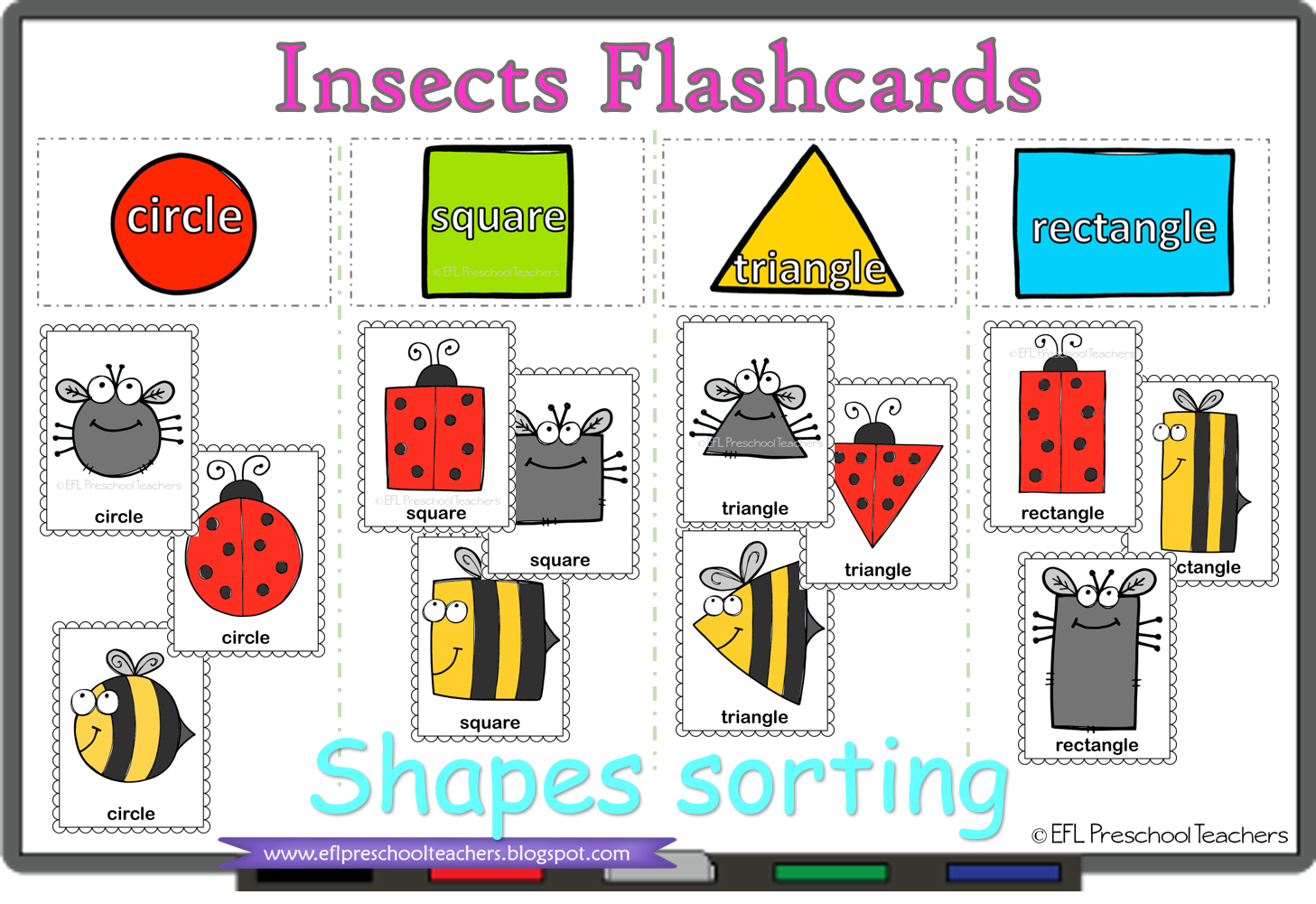 ESL/EFL Preschool Teachers: Insects Unit Flashcards for Kindergarten ...