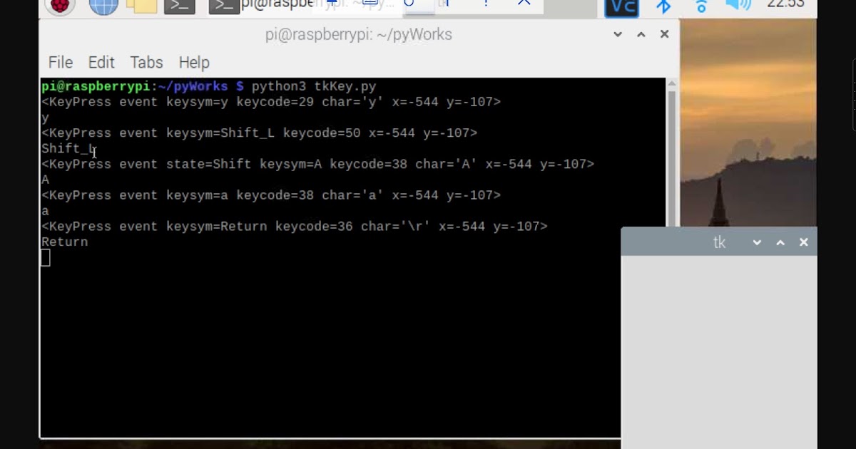 Hello Raspberry Pi: Python tkinter to detect key event