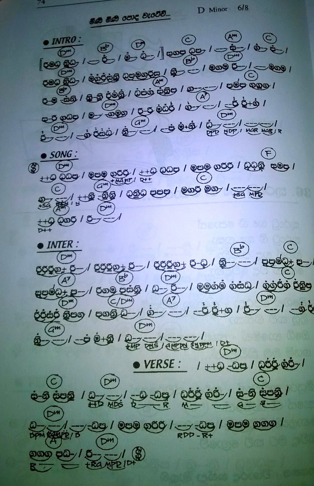 Mini Mini Poda Wetewi Sinhala Notation