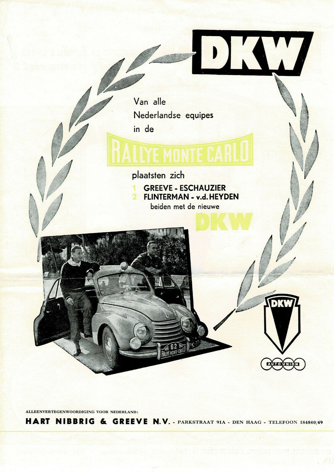 DKW Auto-Union Project: 1955 DKW F91 Dutch Advertisment