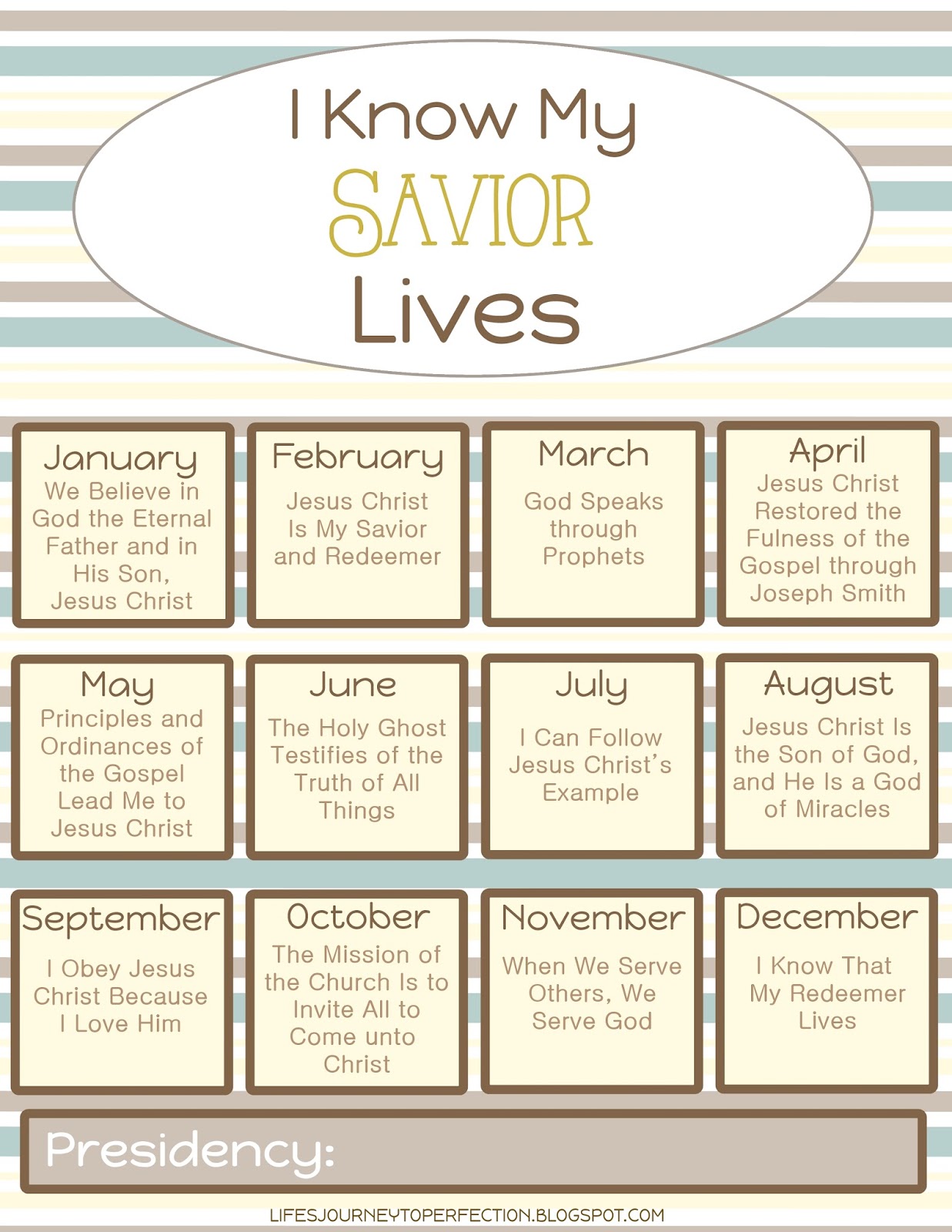 Life's Journey To Perfection: 2015 LDS Primary Ideas: I Know My Savior ...