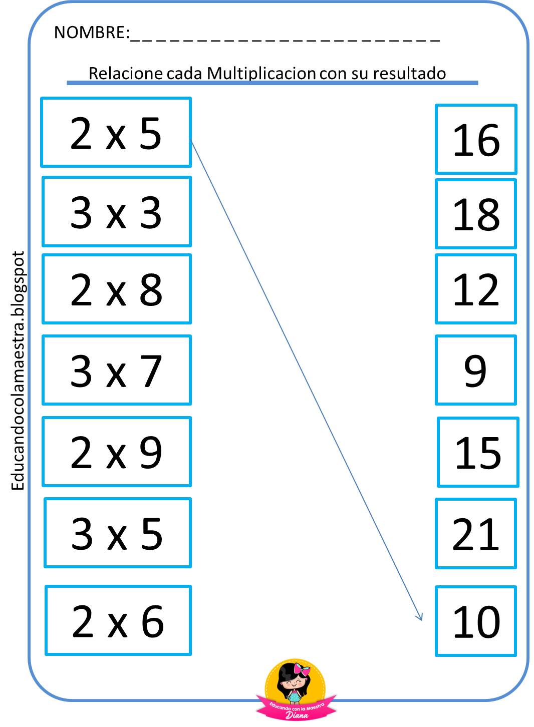 Educando con la Maestra: Tablas de Multiplicar 2,3,4 y 5 / Actividadeas