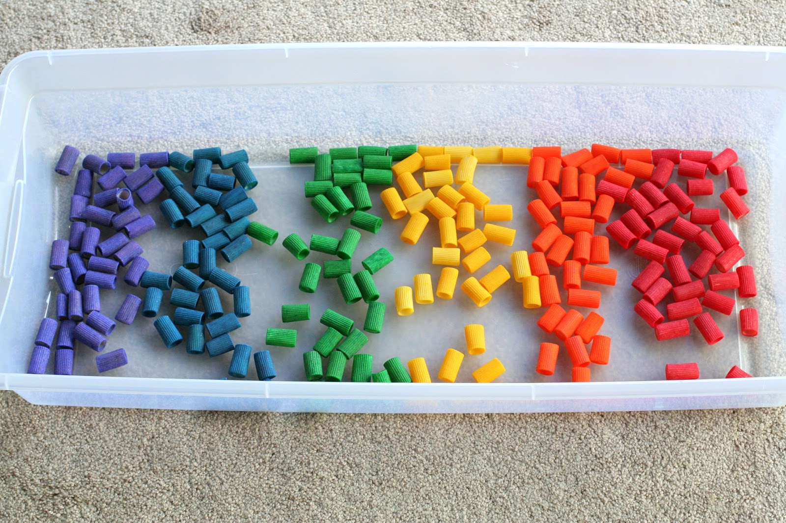 DIY Rainbow Pasta for Necklaces, Sensory Play, and Art