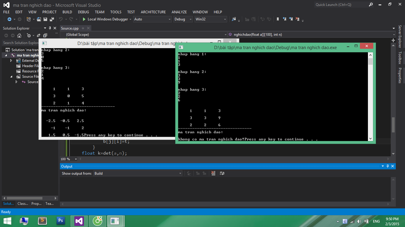 [C++] Tìm ma trận nghịch đảo của 1 ma trận vuông cấp n tùy ý ...