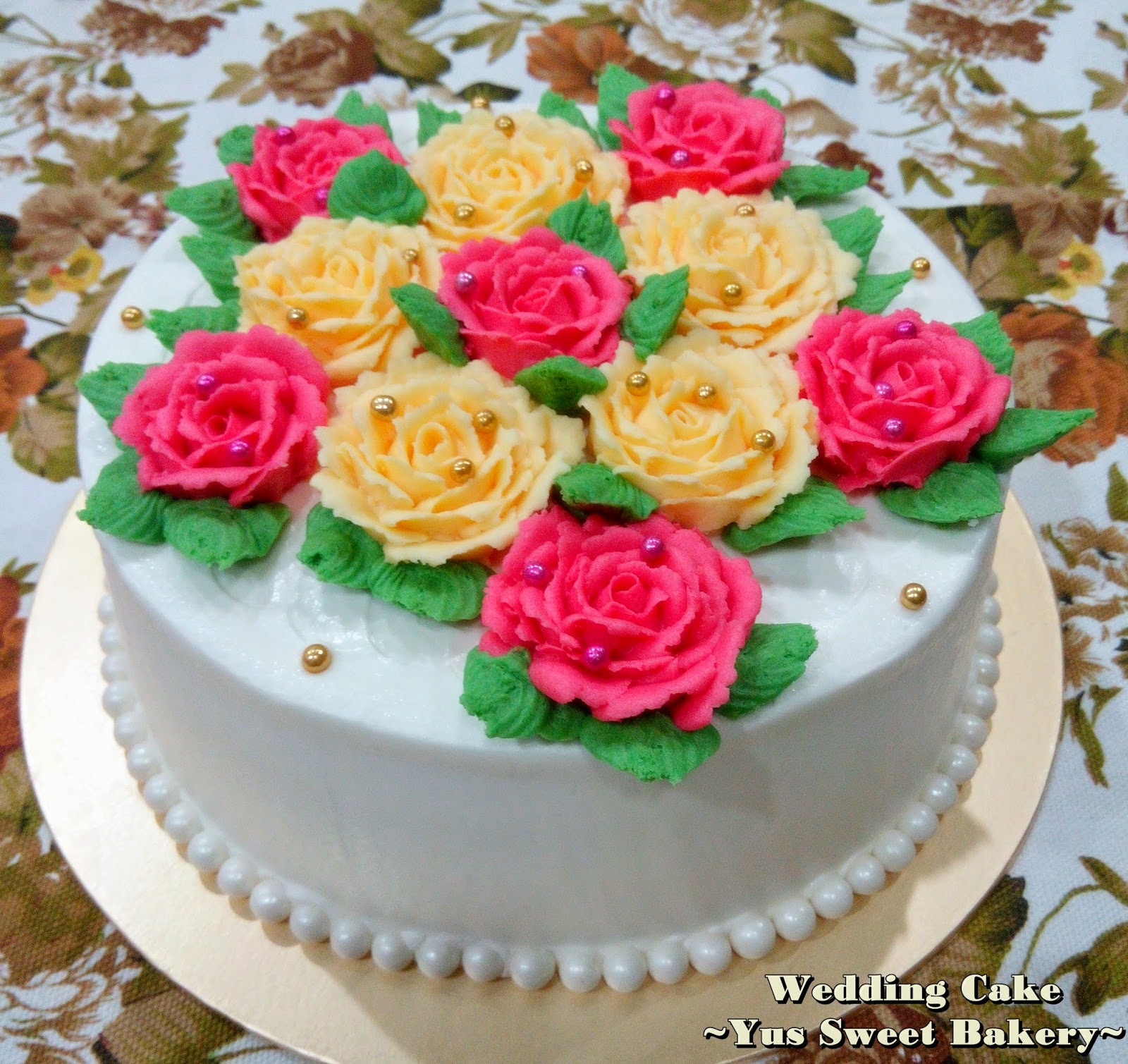 Yus Sweet Bakery: Kek Pengantin 2 Tingkat, Tema Pink / Cream