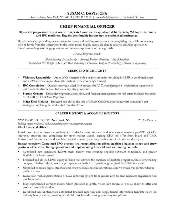 Chief Accounting Officer Resume ~ Resume Letter