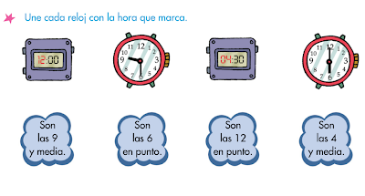 C.E.I.P. Sancho II. 1º y 2º: EL RELOJ: EN PUNTO/ Y MEDIA