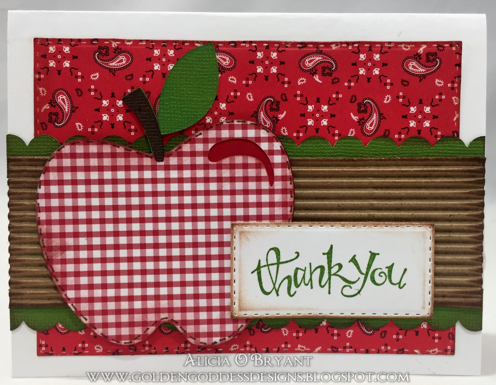 Golden Goddess Designs: Cricut Apple Thank You card