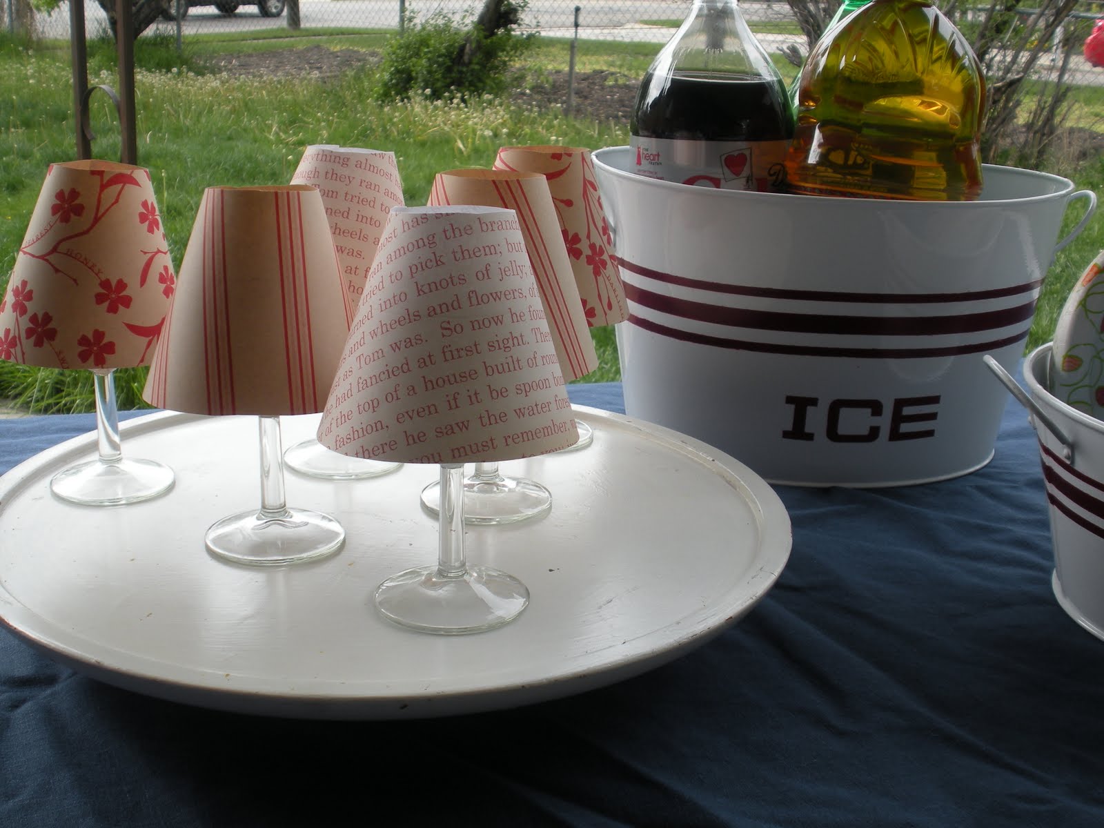 The American Homemaker: Wine Glass Paper Shades: How cute are these?